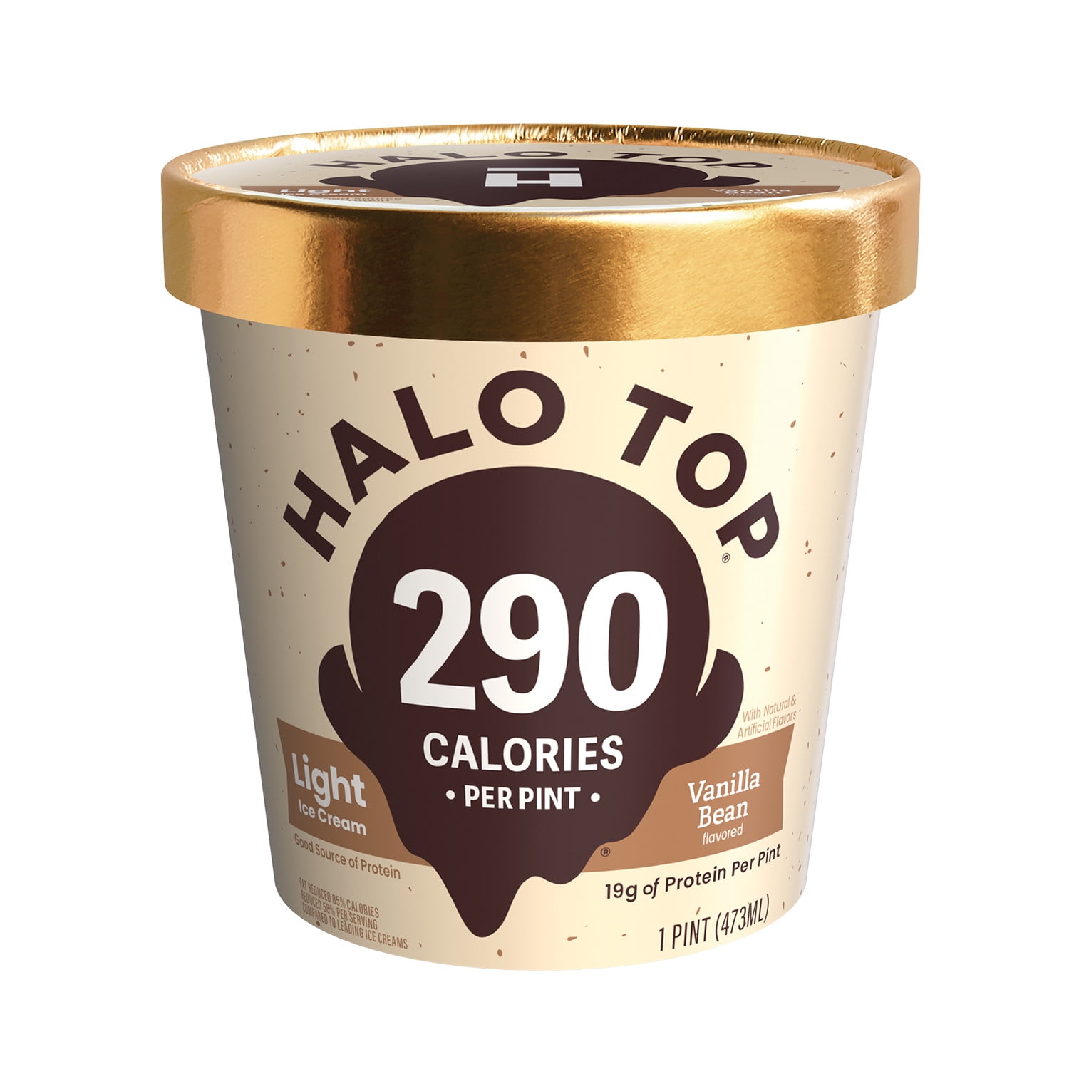 Halo Top Vanilla Bean Light Ice Cream, With A Good Source of Protein ...