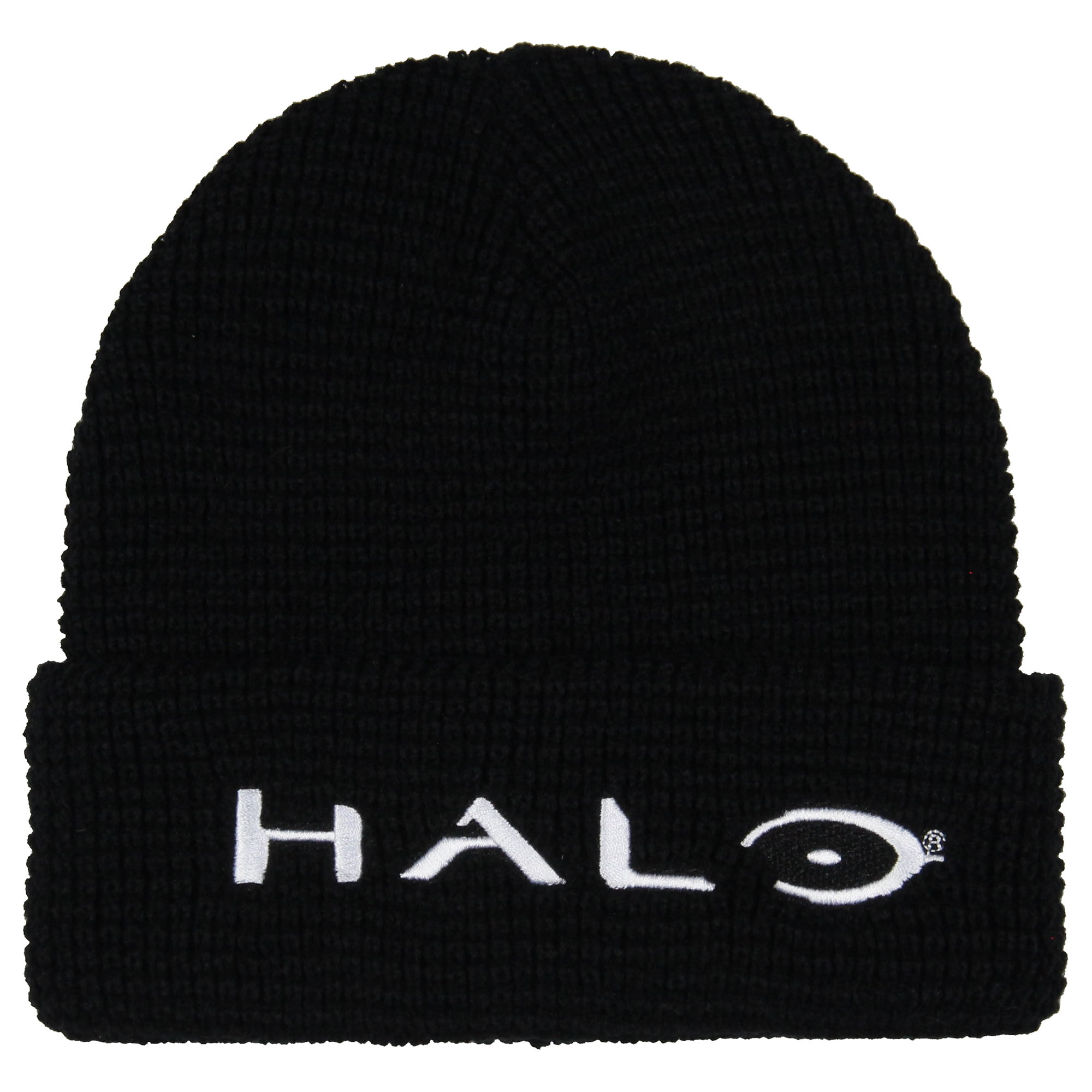 Halo Video Game Embroidered Logo Adult Cuffed Waffle Knit Beanie Hat ...