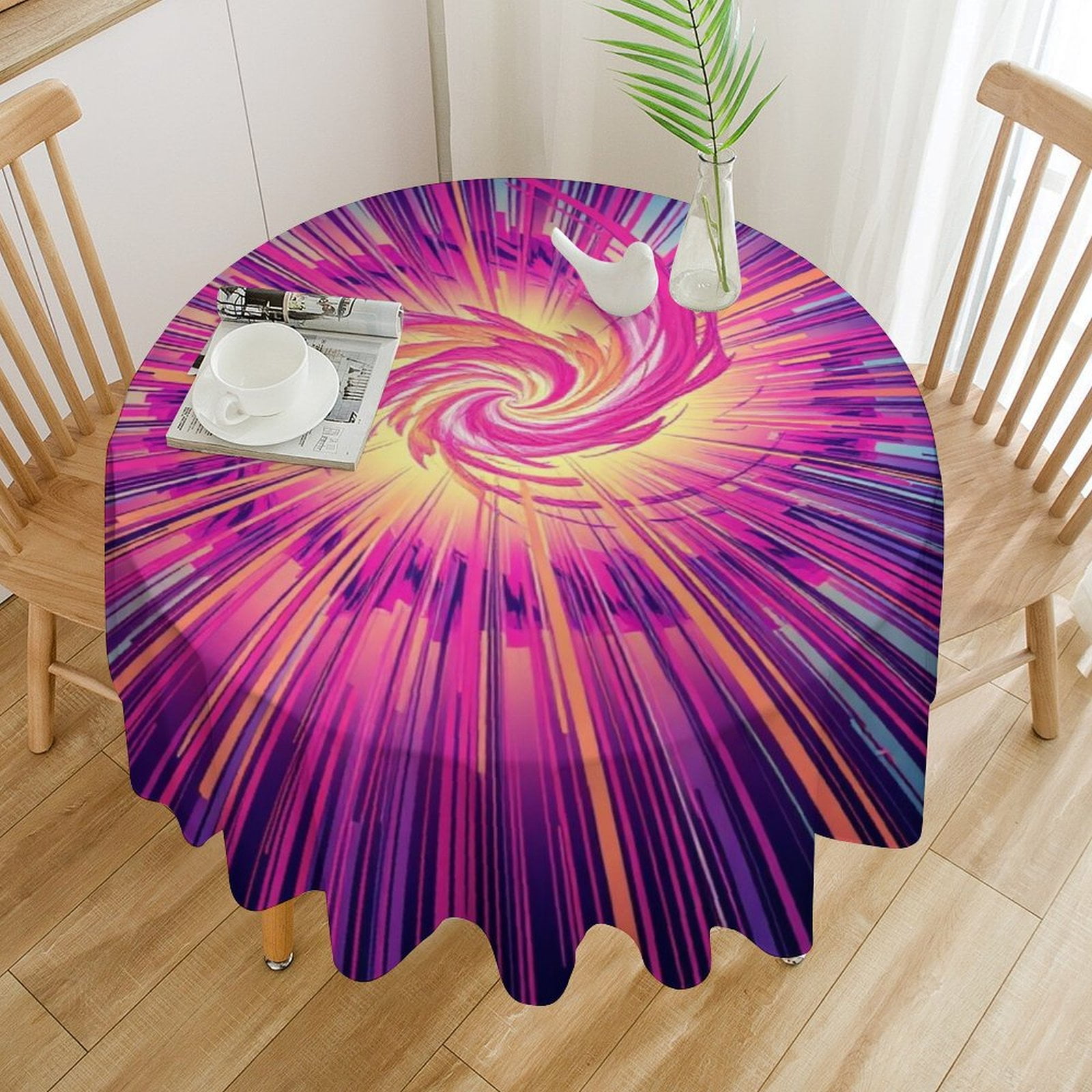 Halo Vortex Round Polyester Tablelcoth Circular Table Cover,Multi ...