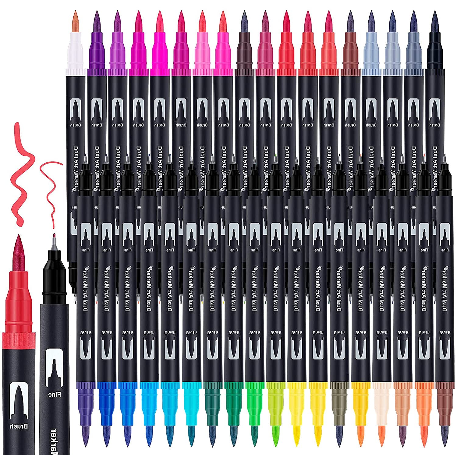 Halobios Dual Brush Marker Pens, 36 Colors Art Markers with Fine and ...