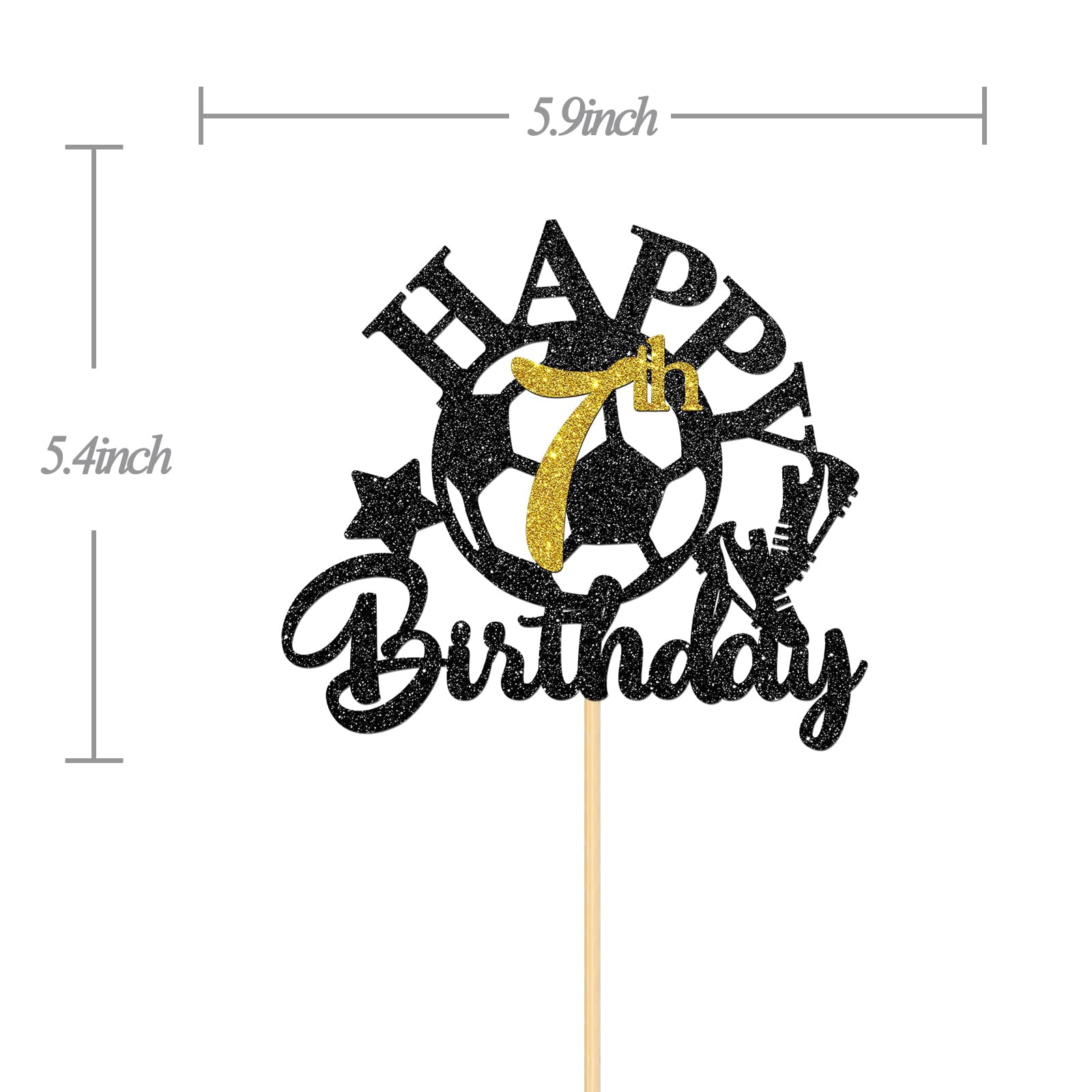 Halodete Soccer Ball AJH3 Happy 7th Birthday Cake Topper - Sport Theme ...