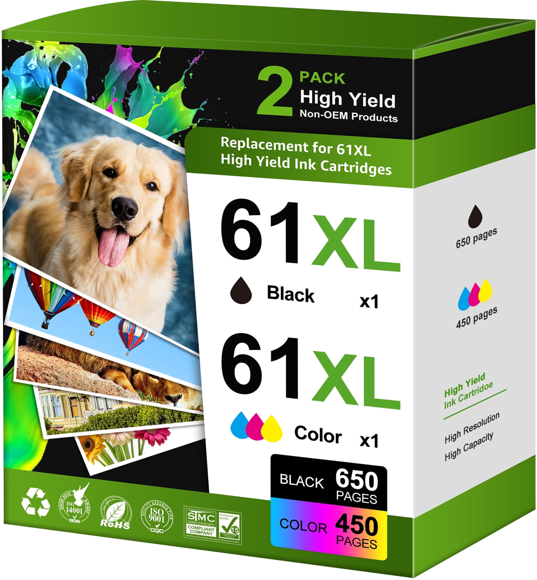 61XL Ink Cartridges Compatible for HP 61 Ink Cartridge for Printer ink 61 for Deskjet 2541 ...