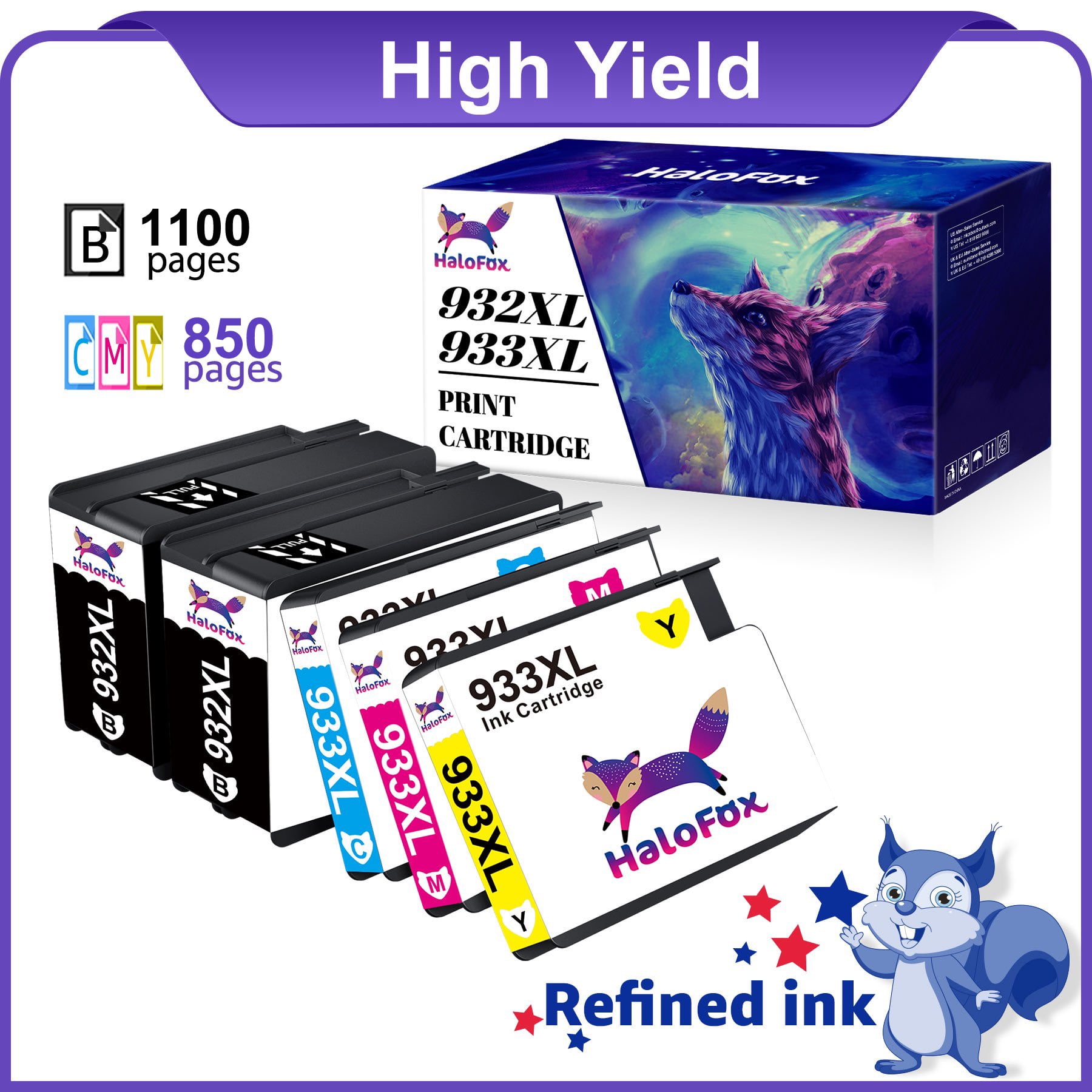 Halofox 932XL 933XL Ink Replacement for HP 932 XL 933 XL Ink Cartridge ...
