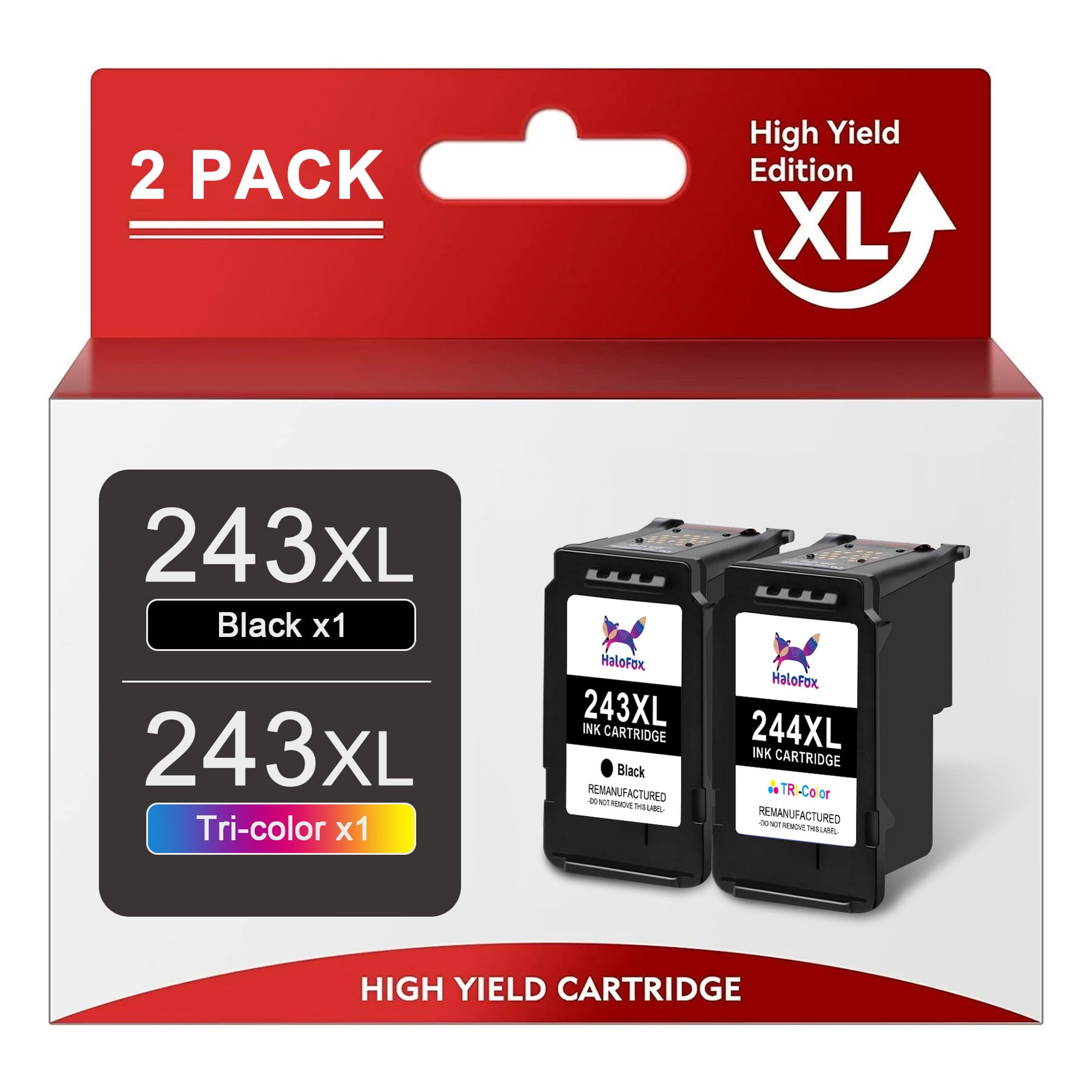 Halofox PG-243XL CL-244XL Ink Cartridges for Canon Pixma MG2520, MG2922 ...