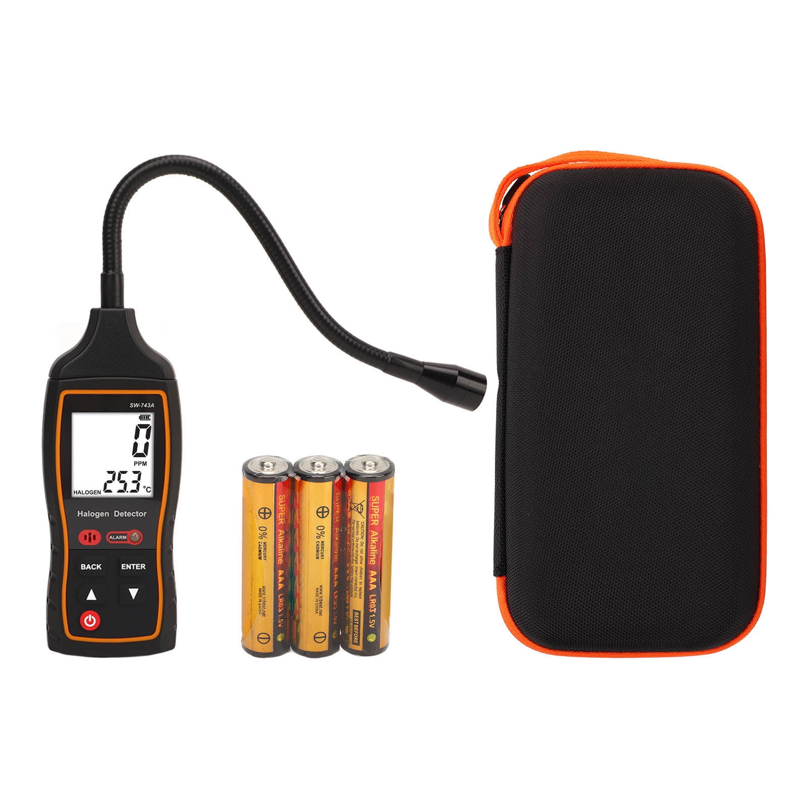 Halogen Gas Detector 0 To 1000PPM Sound Light Vibration Alarm Digital ...