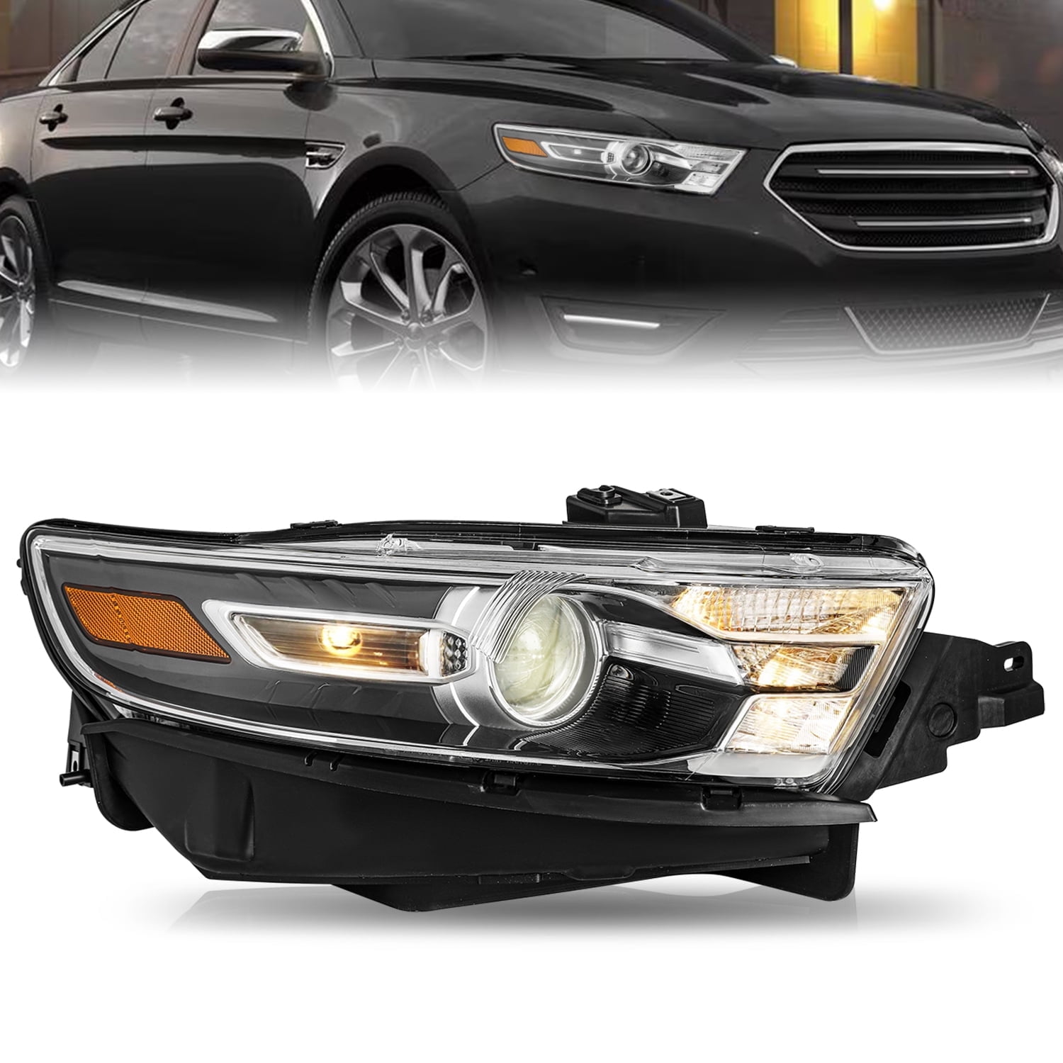 Grey Bezel Halogen Headlight For 2013-2014 Ford Taurus Right Passenger ...