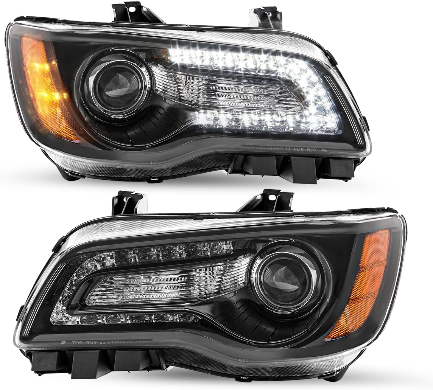 Halogen Headlight Assembly Fit for 2011-2023 Chrysler 300/300C Angel ...
