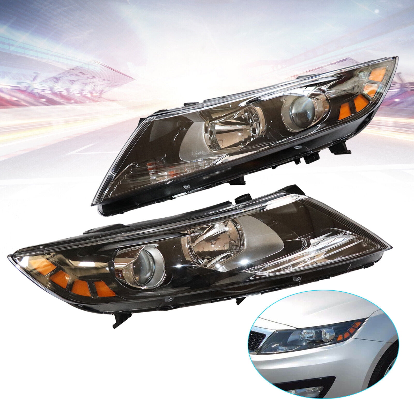 Halogen Headlight Assembly For 2011 2012 2013 KIA Optima Left & Right ...