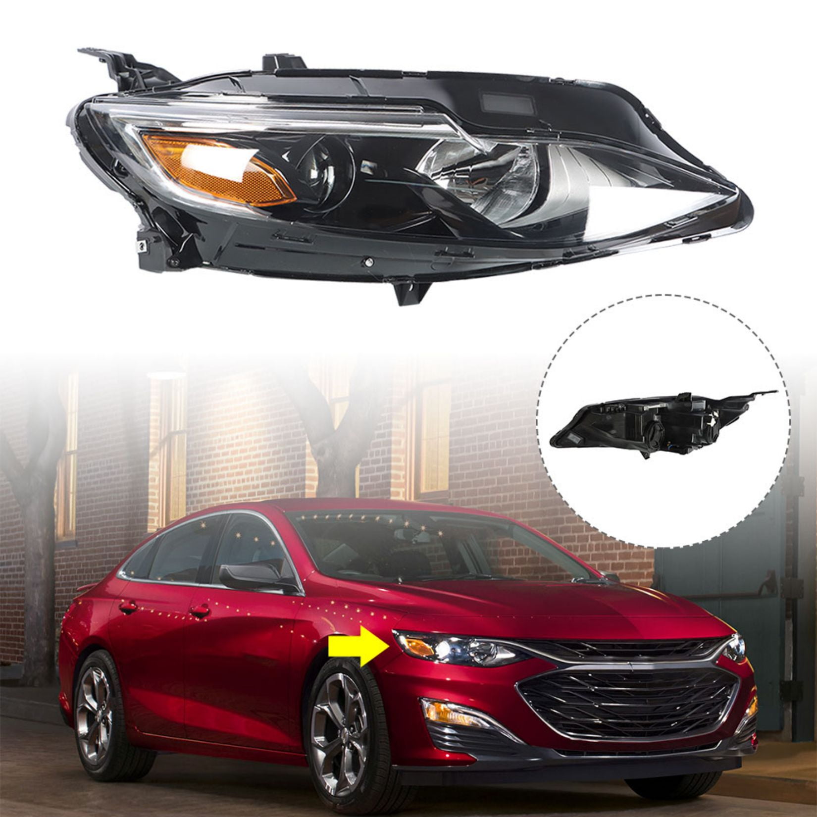 Halogen Headlight GM2503498 Front Right Passenger Side Headlamp Fit for ...