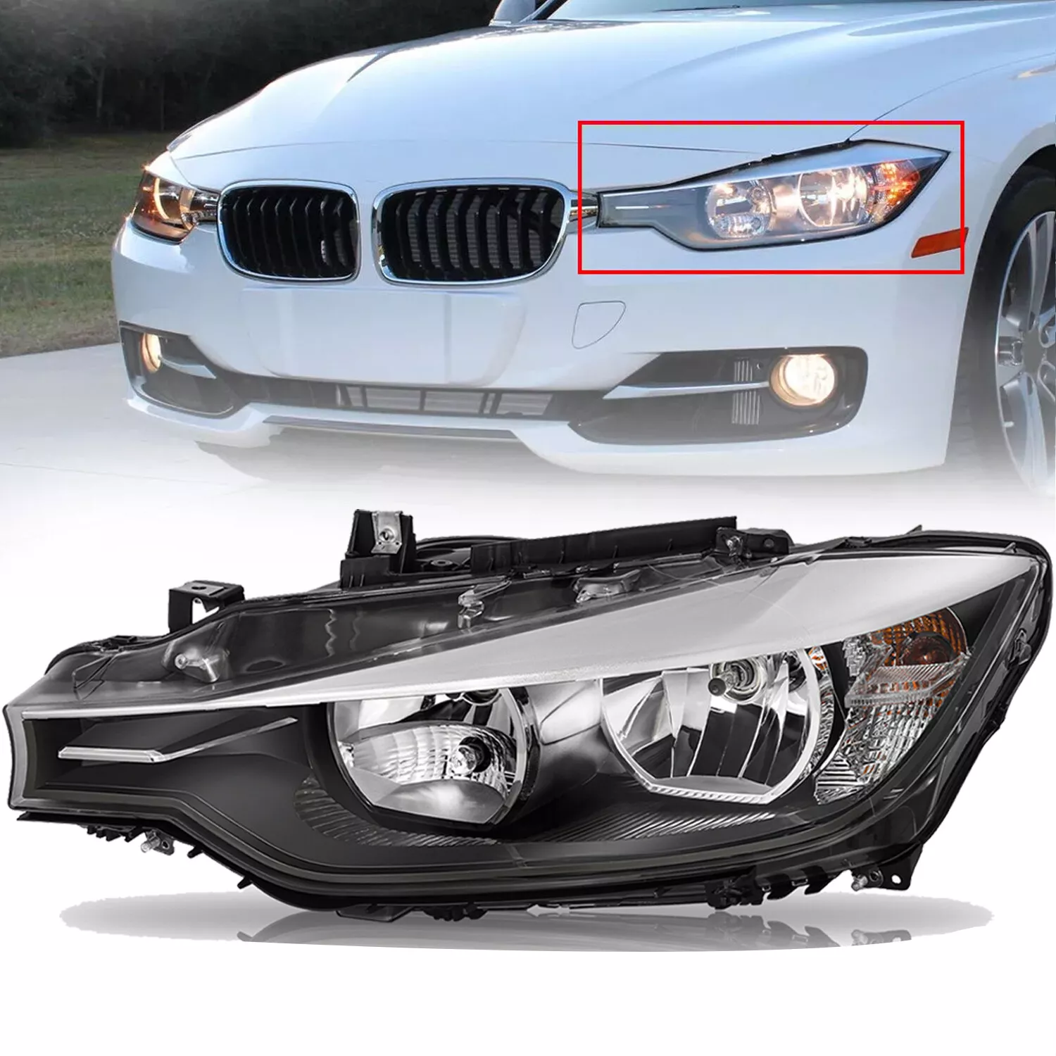 Halogen Headlight Left Driver Side For BMW 2012-2015 F30 320i 328i 335i ...