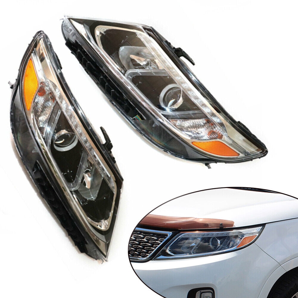 Mkyiongou Halogen Headlights Set, Left and Right, LED DRL, Fits Kia ...