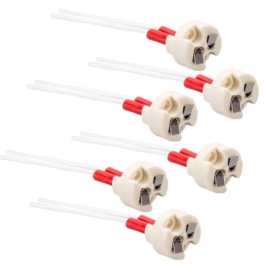 Halogen Socket,6Pcs 220V MR16 Halogen Lamp Line Socket Ceramic Wire ...