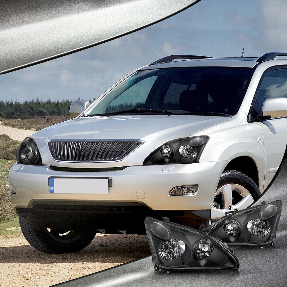 [Halogen Style] For 2004-2009 Lexus RX350 RX330 Black Headlights Amber ...