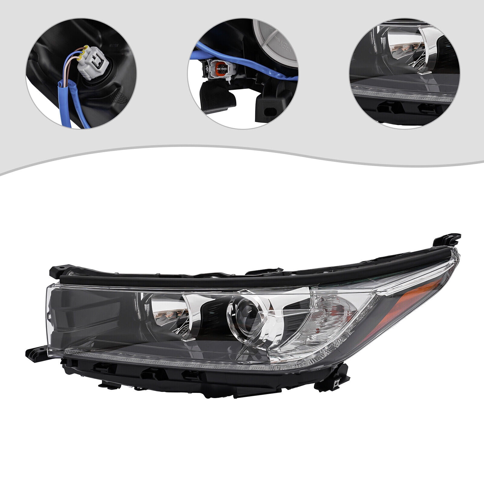 Halogen w/LED DRL Headlight (Left Side) Fit For 2017 2018 2019 Toyota ...