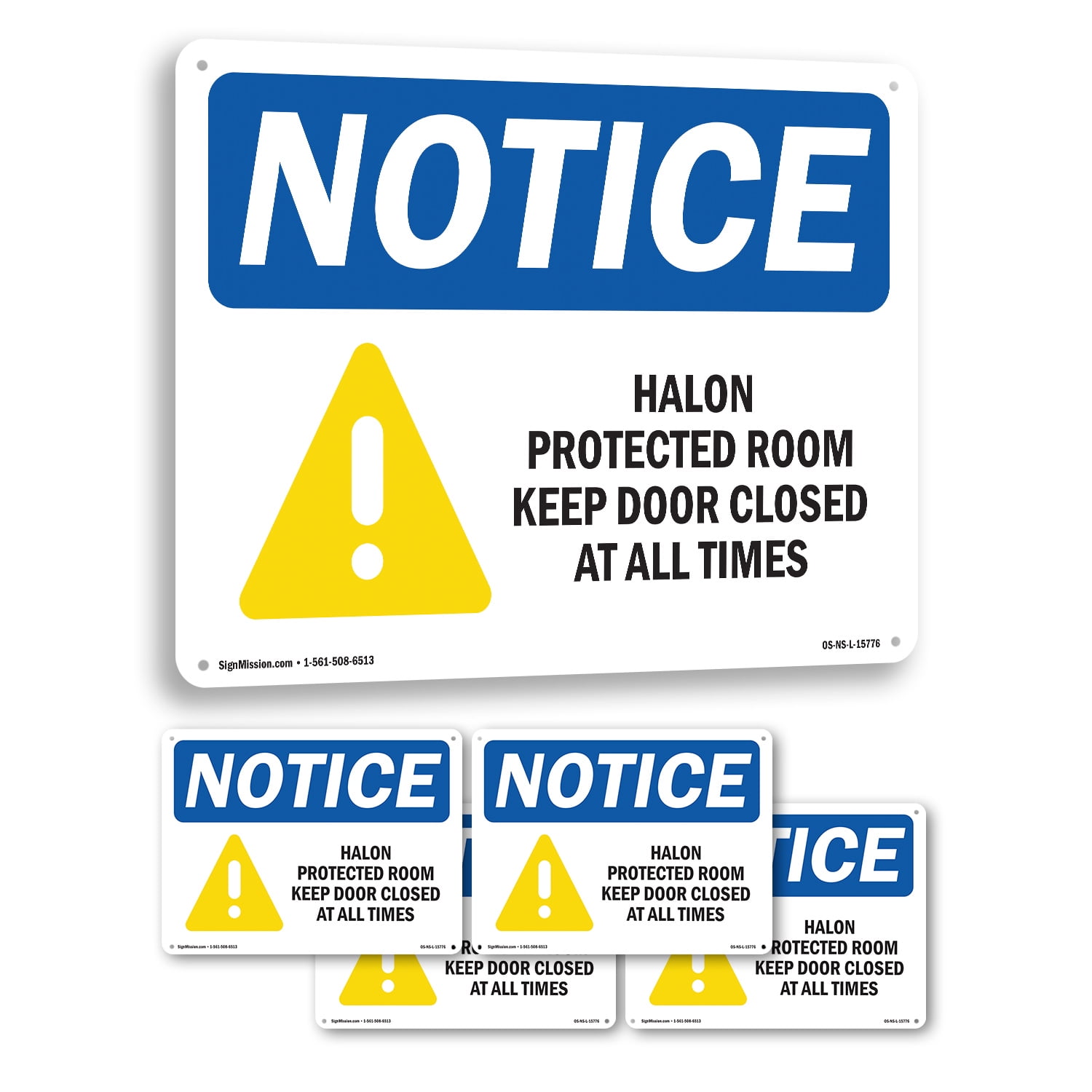 Halon Protected Room Keep Door Closed OSHA Notice Rigid Plastic Sign 18 ...