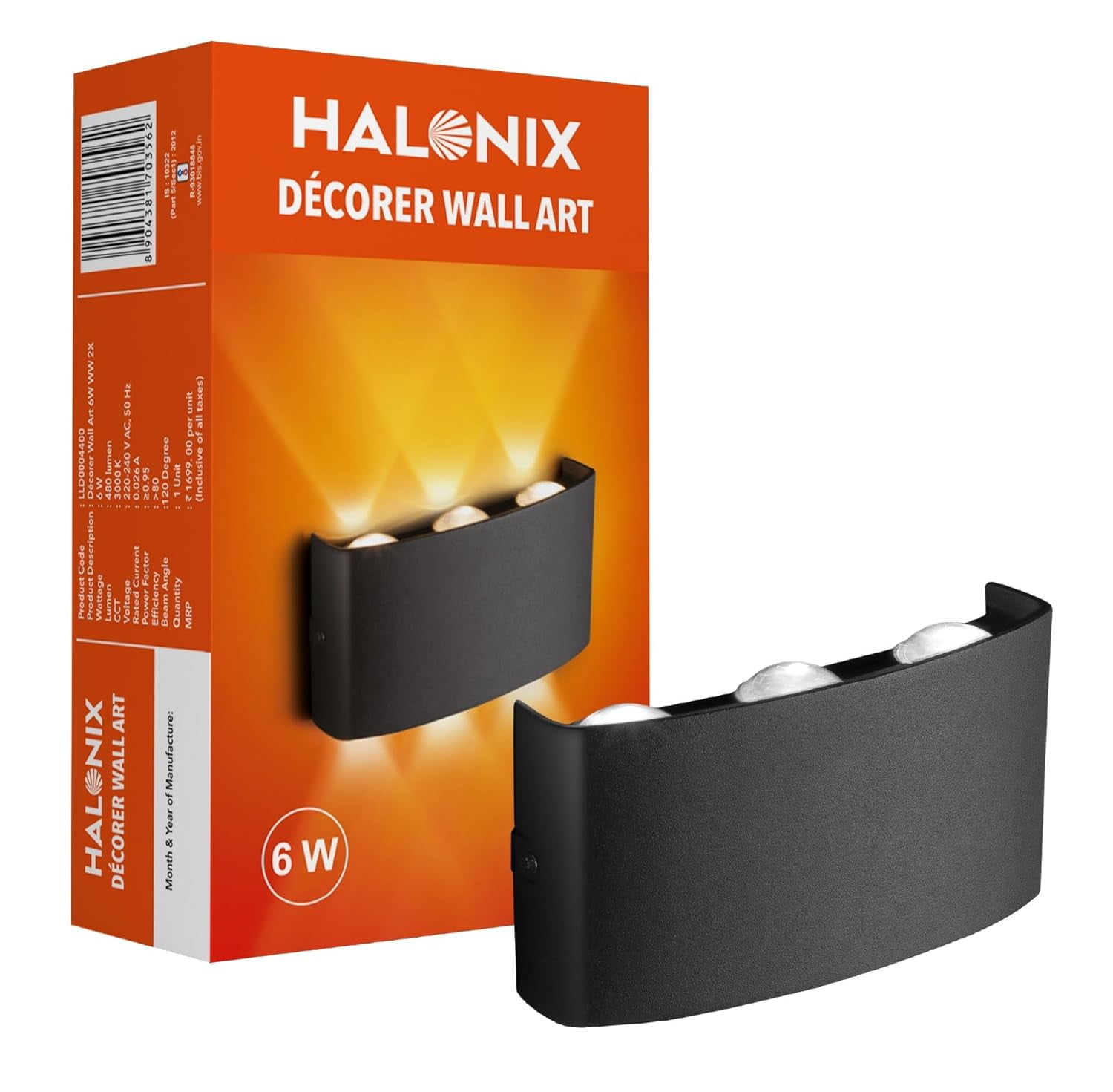 Halonix 6W Decorer Wall Light 6 Rays Water Proof IP65 Up Down Wall Lamps Outdoor Wall Lights for ...