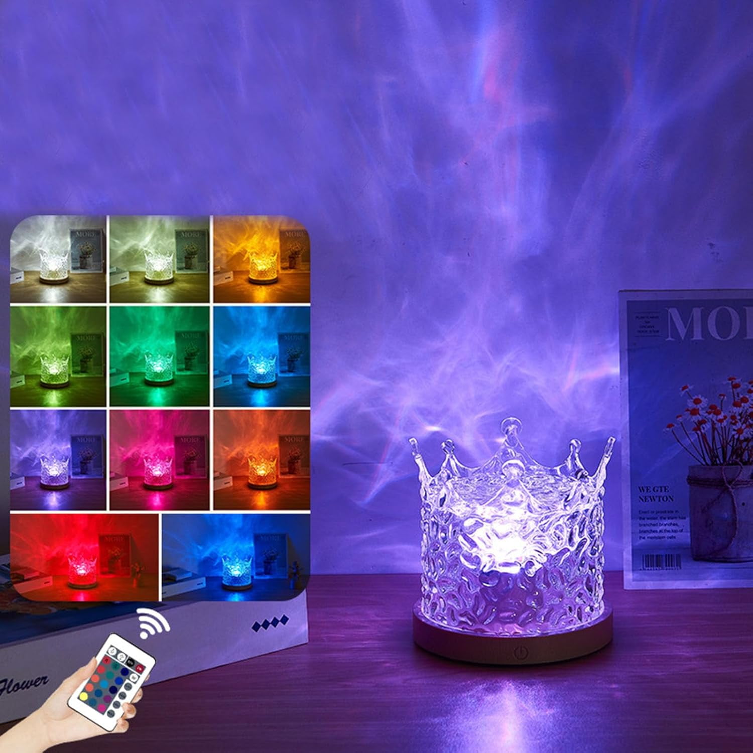Halosphere Lamp, Ocean Wave Projector Light, 3/16 Color Crystal Touch ...