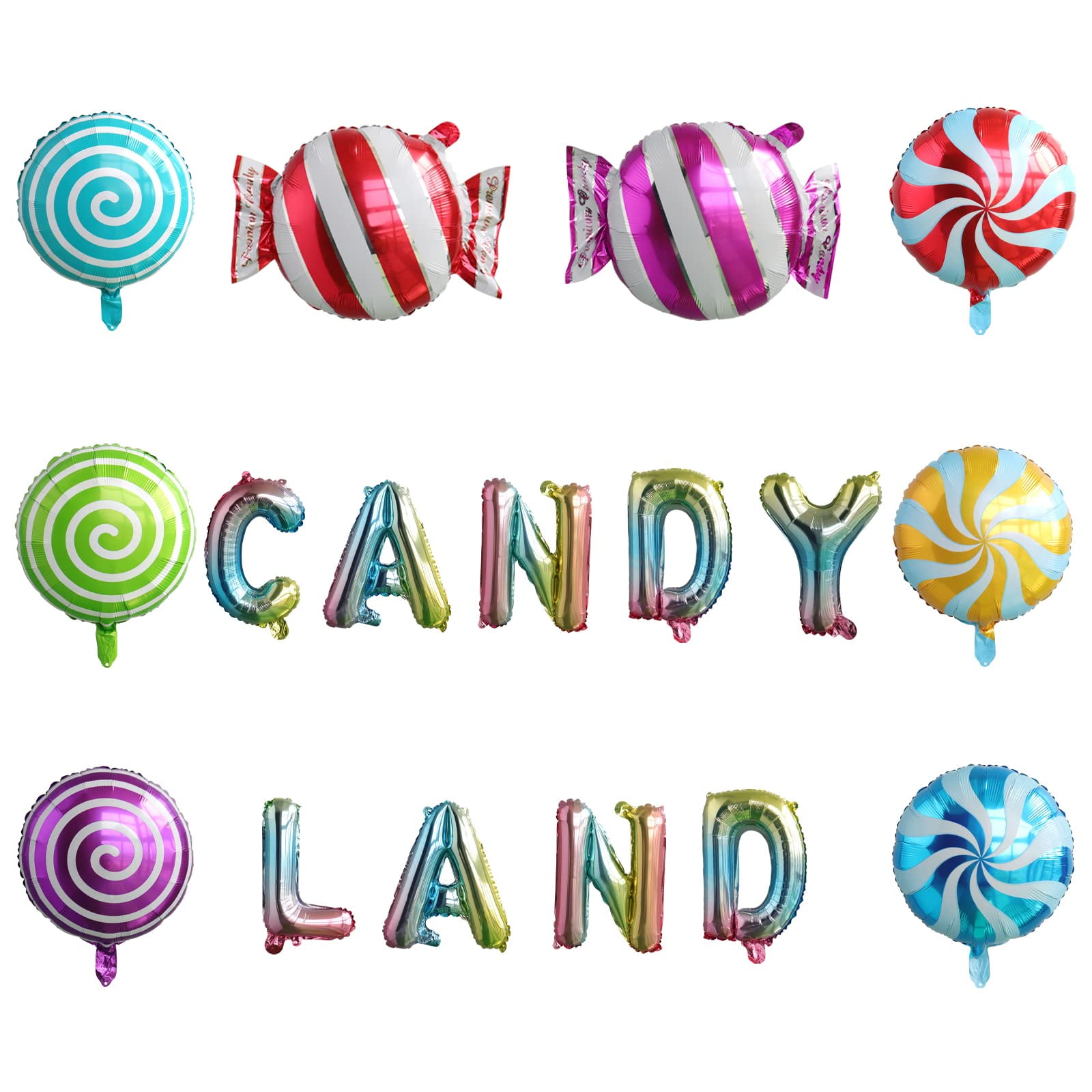 Halovin Candy Land Letter CM31 Balloons for Candy Theme Party, Rainbow ...