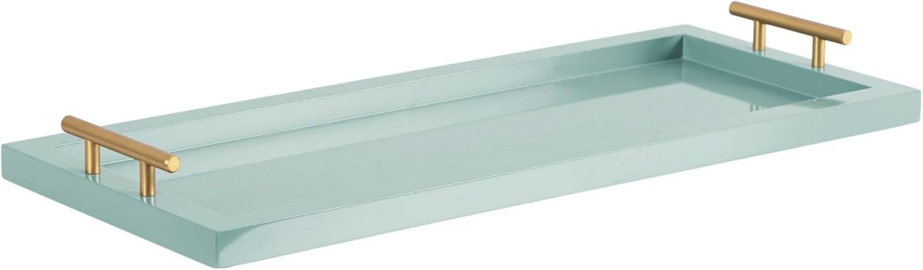 Halsey Rectangle Decorative Narrow Tray with Gold Metal Handles, 24 x ...