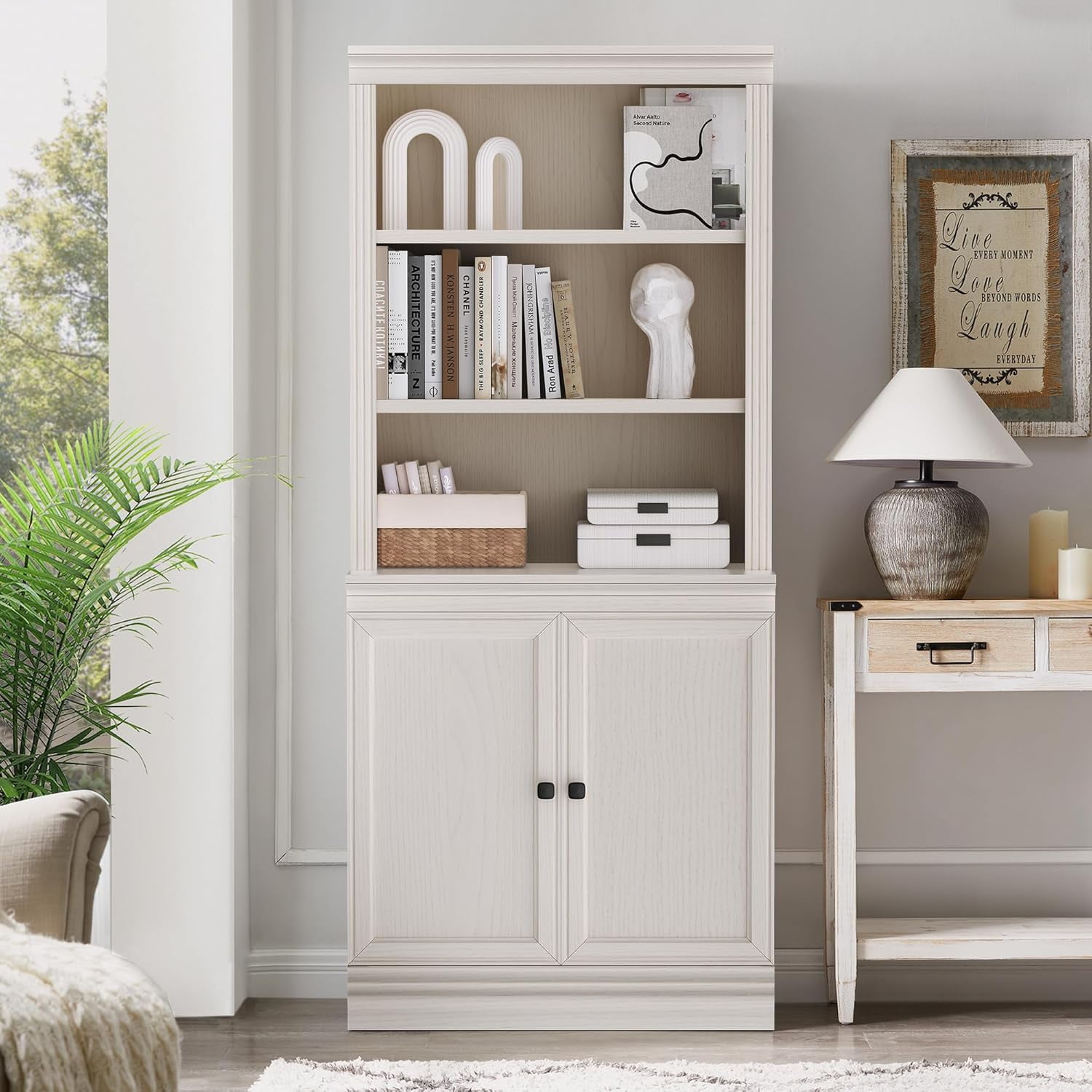 Halston Multi-Depth with Doors Bookshelves and Bookcase Floor Standing ...