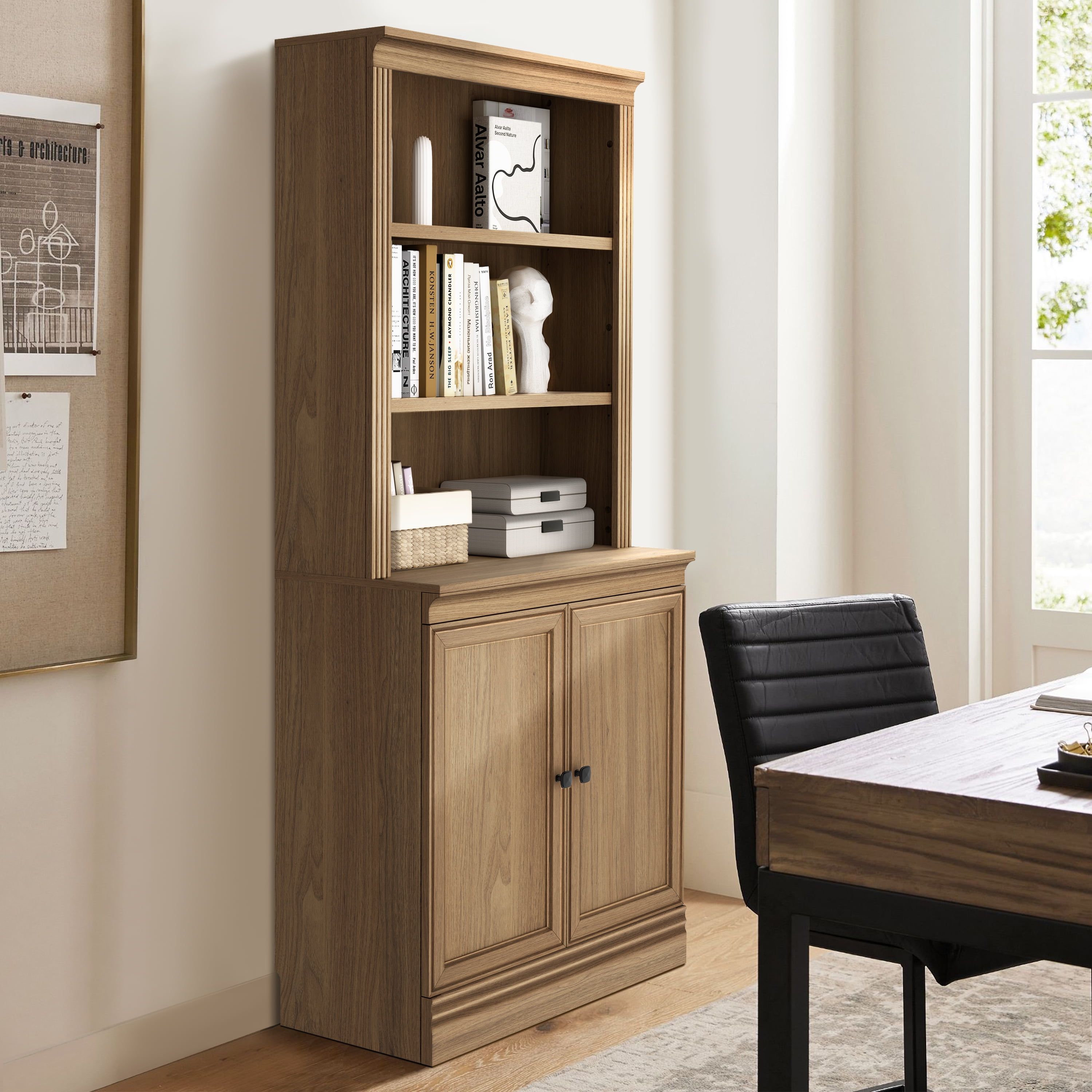 Halston Multi-Depth with Doors Bookshelves and Bookcase Floor Standing ...