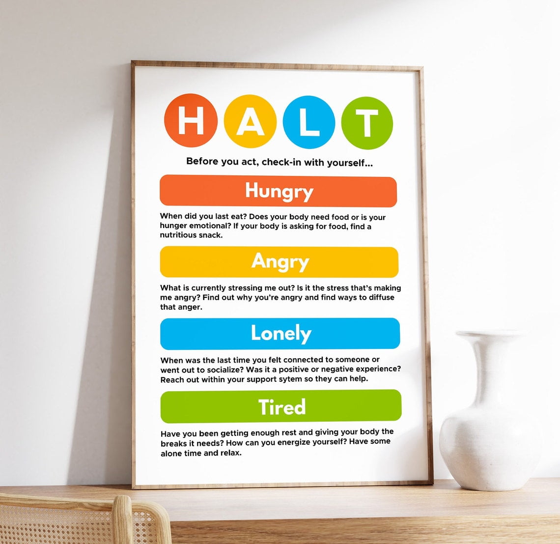 Halt Acronym Poster, Mental Health Print, Coping Strategies And Skills ...