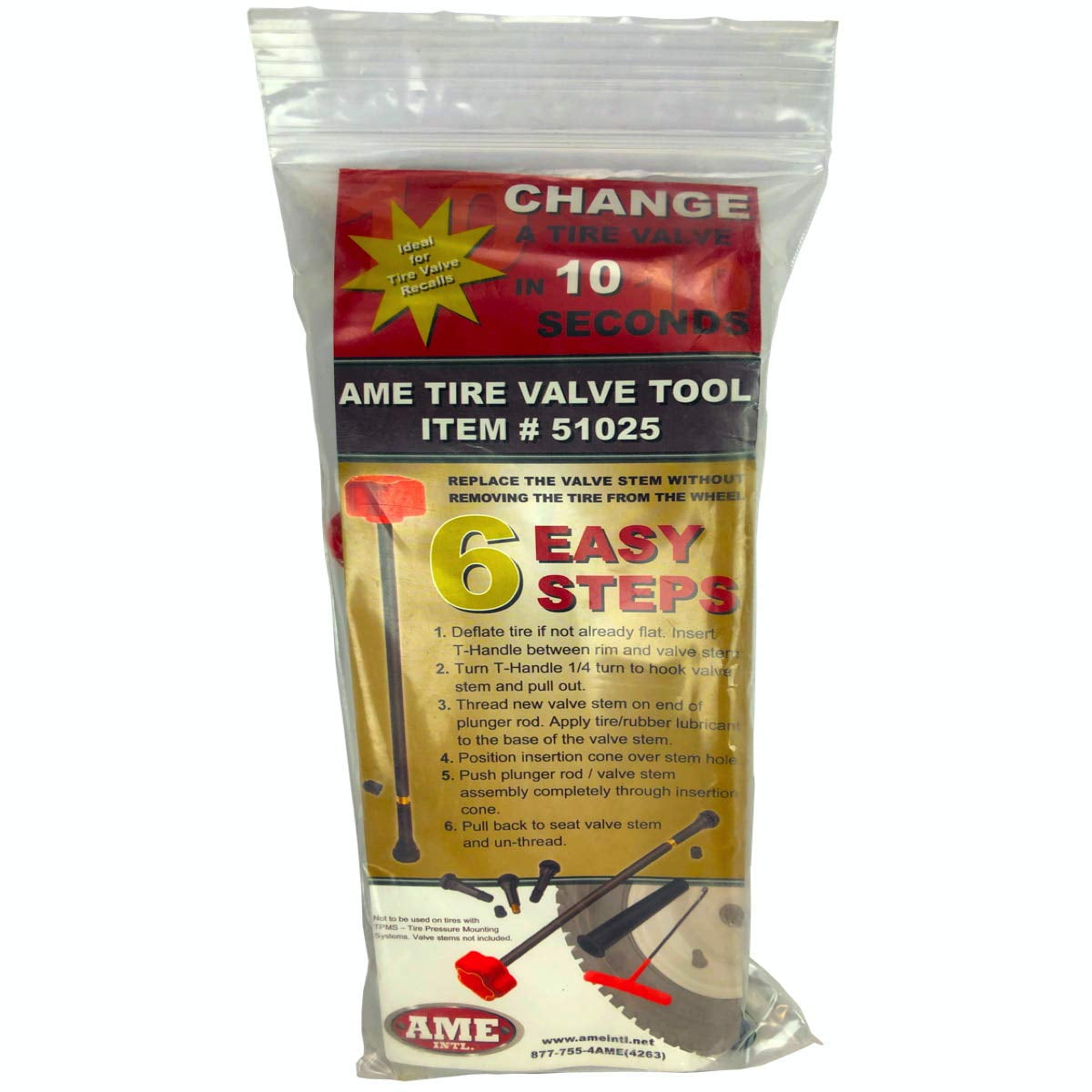 HALTEC 51025 Quick Change Tyre Valve Stem Removal Tool Kit, 6 Piece Set ...
