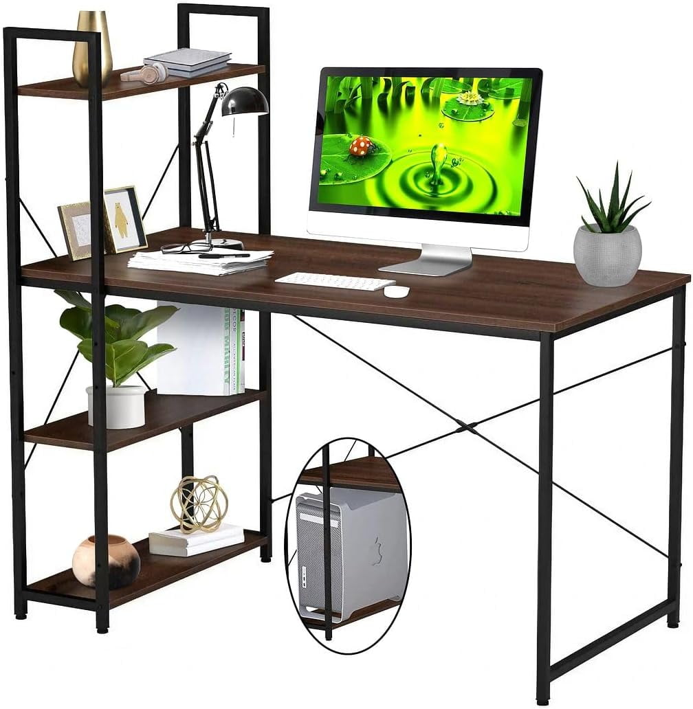 Halter Computer Desk with Shelves, 47 Inch Writing Table for Home ...