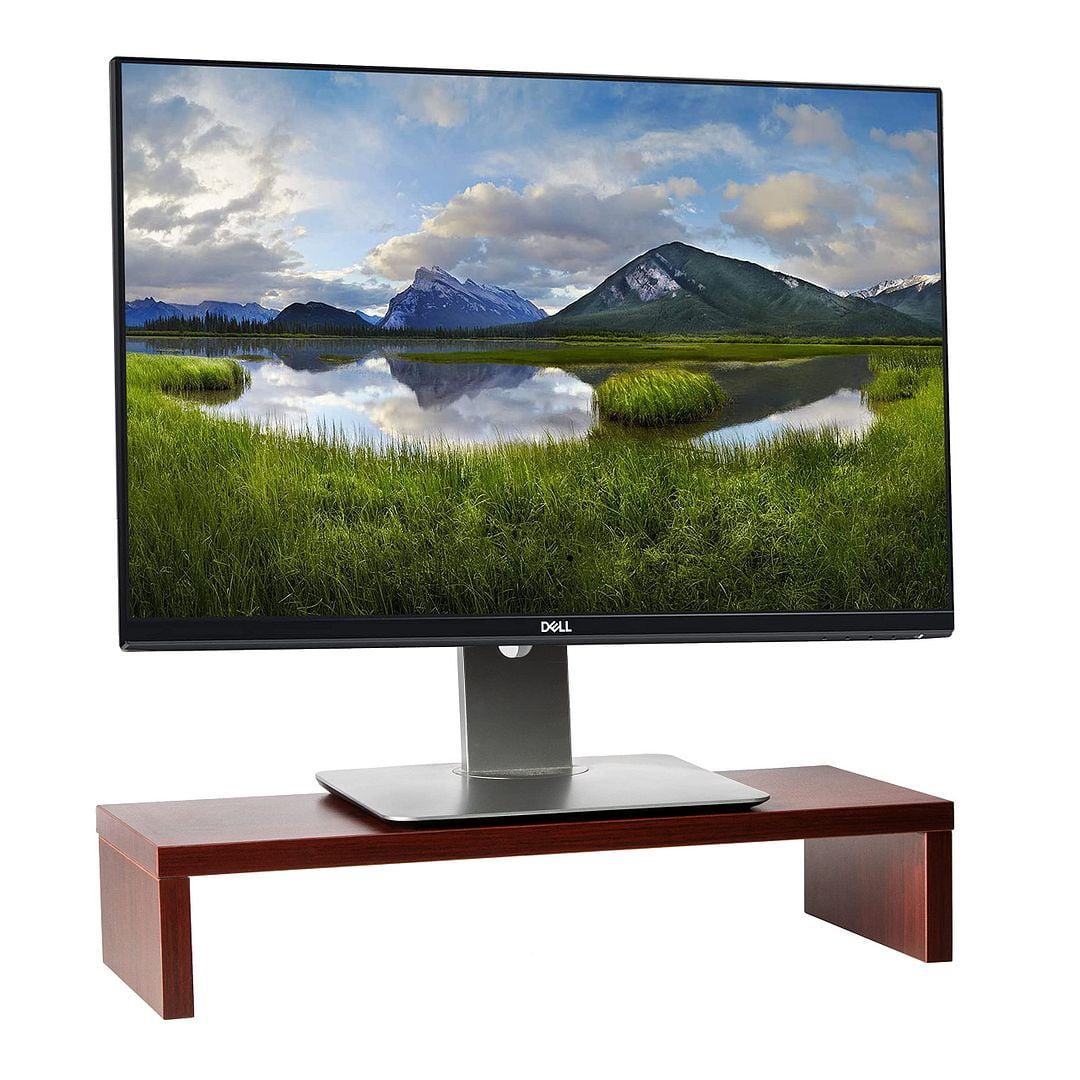 Halter Computer Desk Workstation Monitor Stand, Wood Desktop Riser and ...