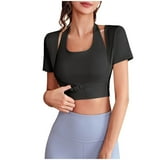 Halter Crop Tank Tops for Women - Open Back Padded Longline Sports Bras ...