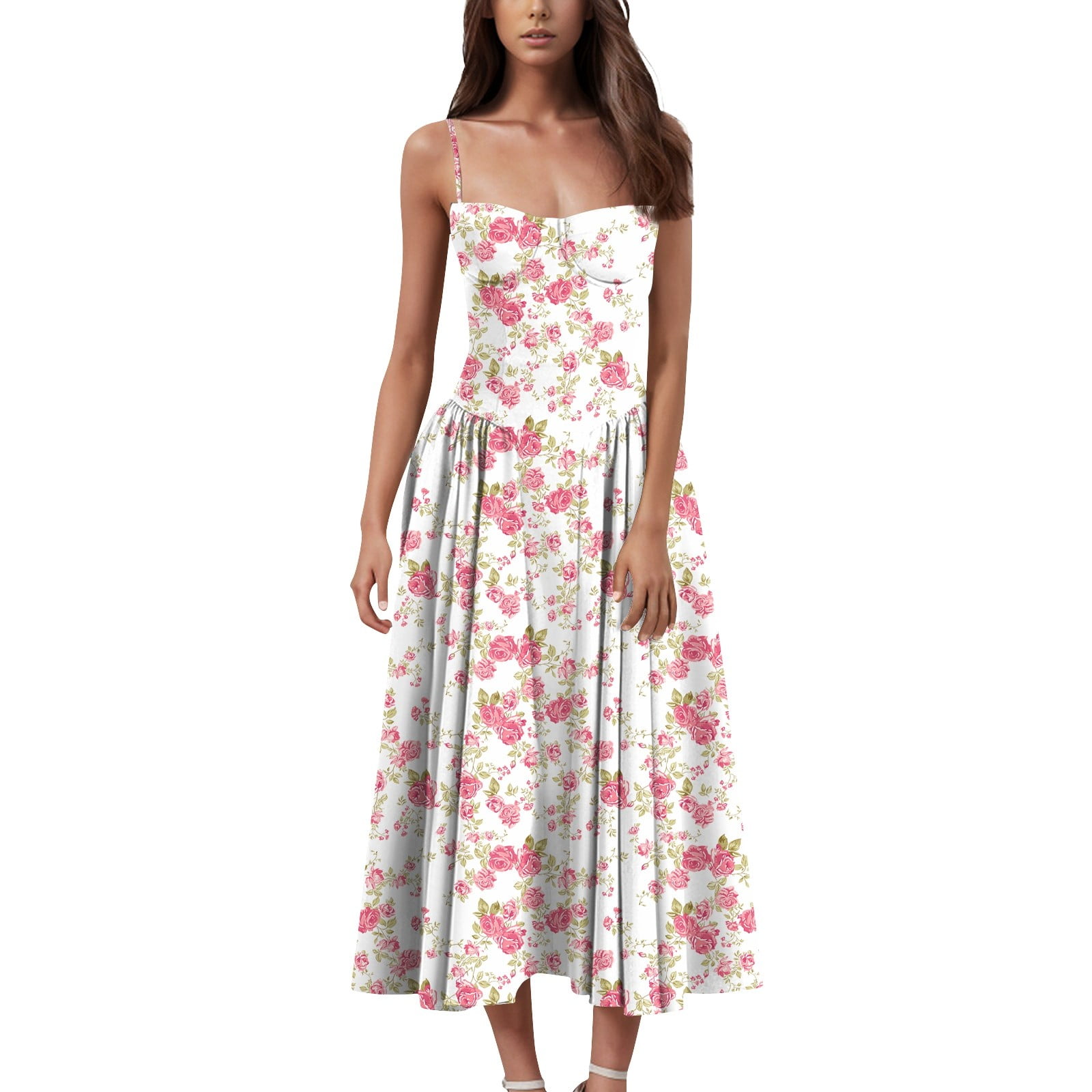Halter Dresses For Women, Empire Waist Dress Floral Retro Court ...
