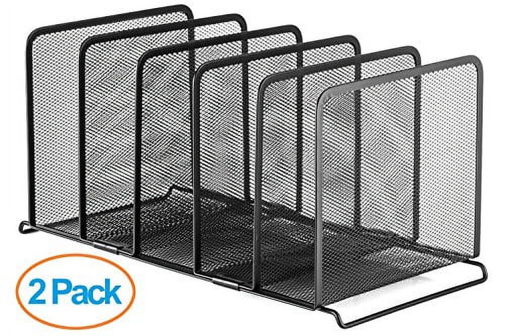 Halter Mesh Metal 5 Sections File Organizer Holder for Desk 2 Pack ...