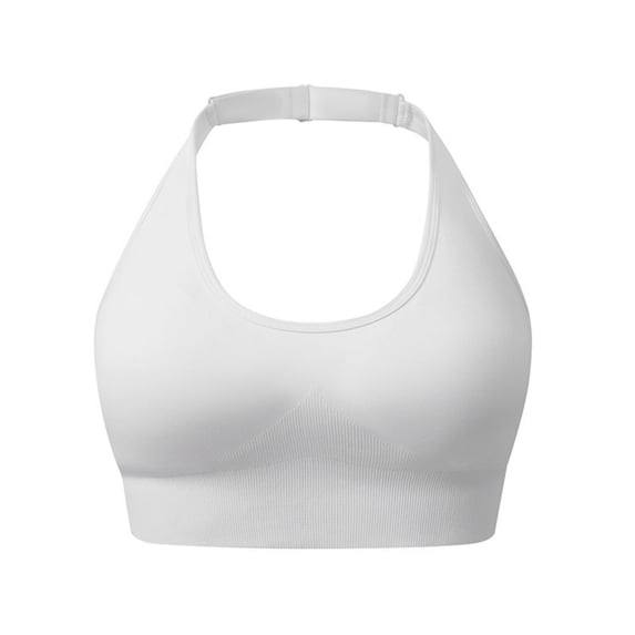 Halter Sports Bra for Women Ribbed Backless Adjustable Straps Yoga Bra ...