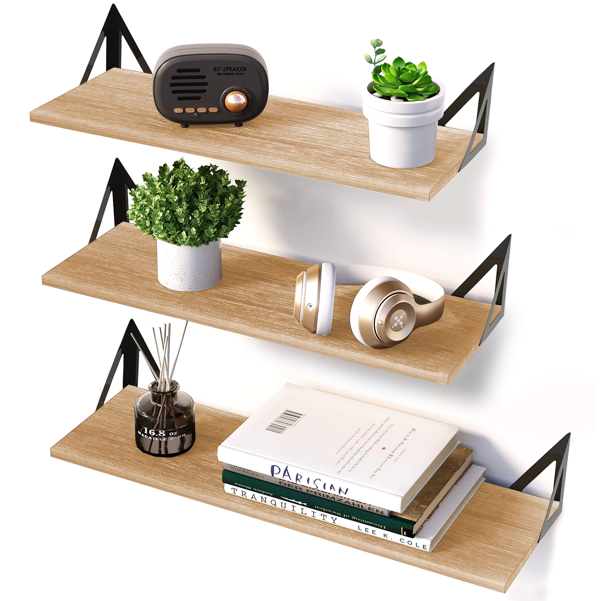 Halter Living Room Decorative Natural Wooden Wall Mounted Floating ...