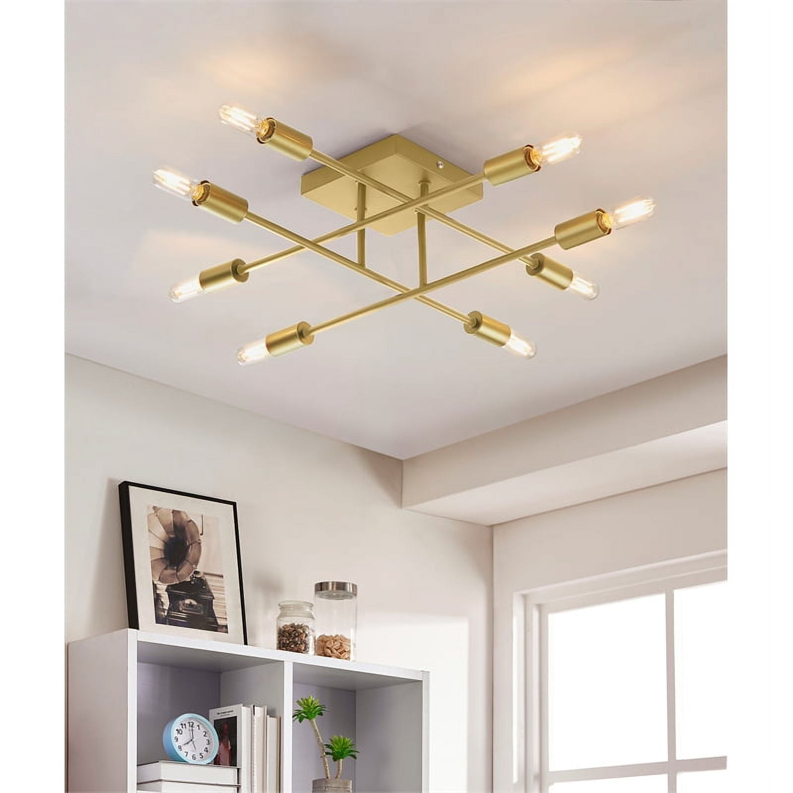 Halton 8 Light Gold Flushmount Ceiling Fixture with Bulbs - Walmart.com
