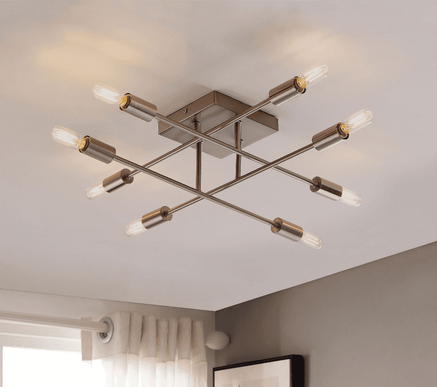 Halton 8 Light Stainless Steel Flushmount Ceiling Fixture with Bulbs ...