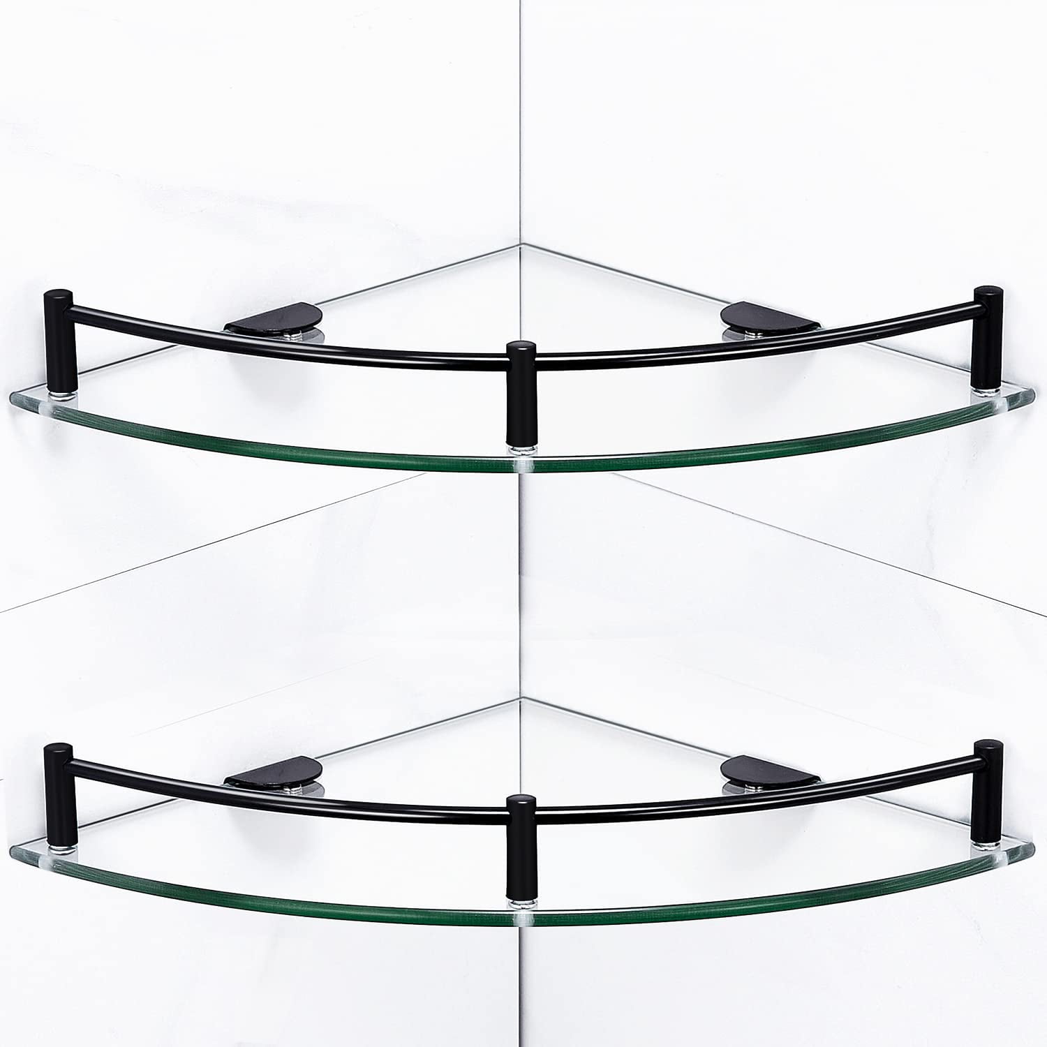 Halyuhn Corner Shower Caddy, 9.5" Tempered Glass Shelves Wall Mounted ...