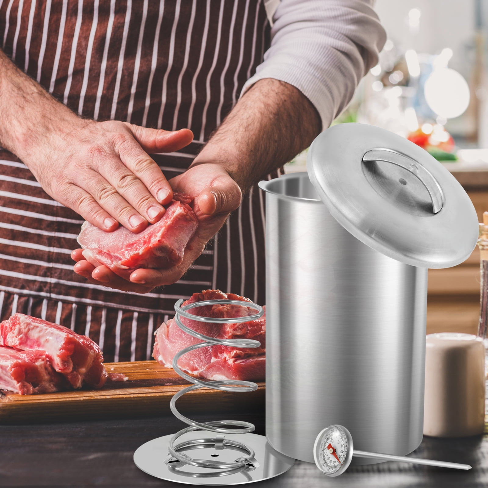 Ham Maker Meat Press with Thermometer Stainless Steel Deli Meat Press ...