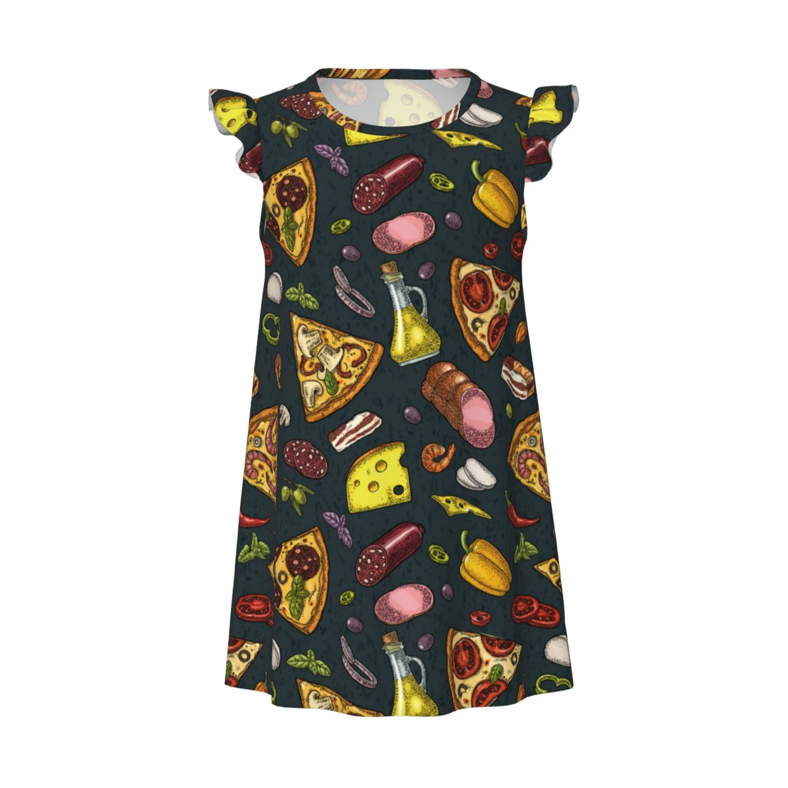 Ham Pepper Pizza Girls Nightgowns, Pajamas for Girls, Soft Flutter ...