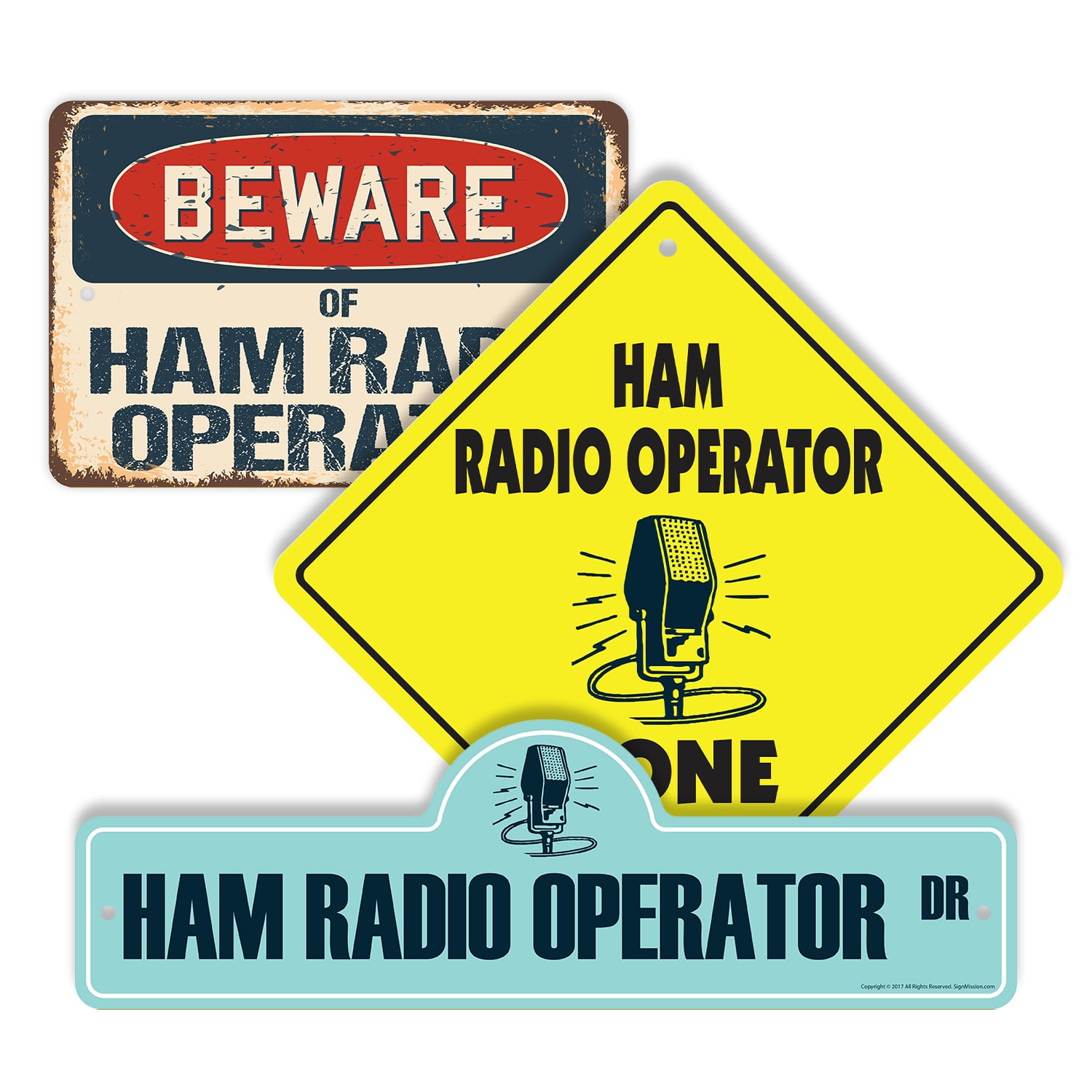 Ham Radio Operator (3 Pack) Plastic Street Sign Crossing Sign Warning ...