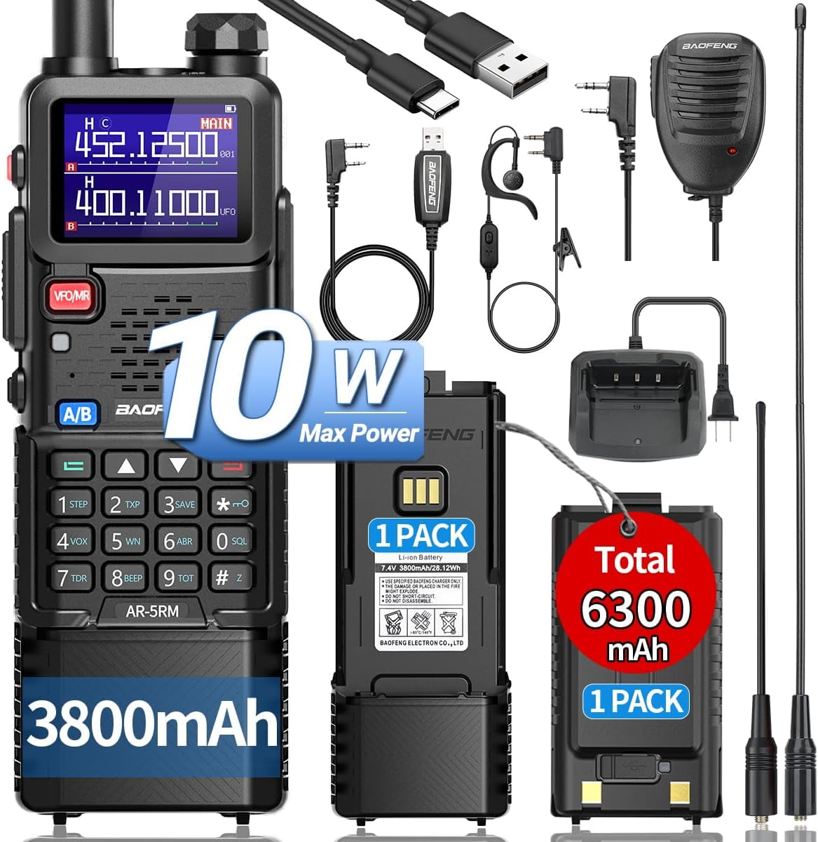Ham Radio Radio 5RM 10W Handheld Two Way Radio NOAA Weather Radio AR ...