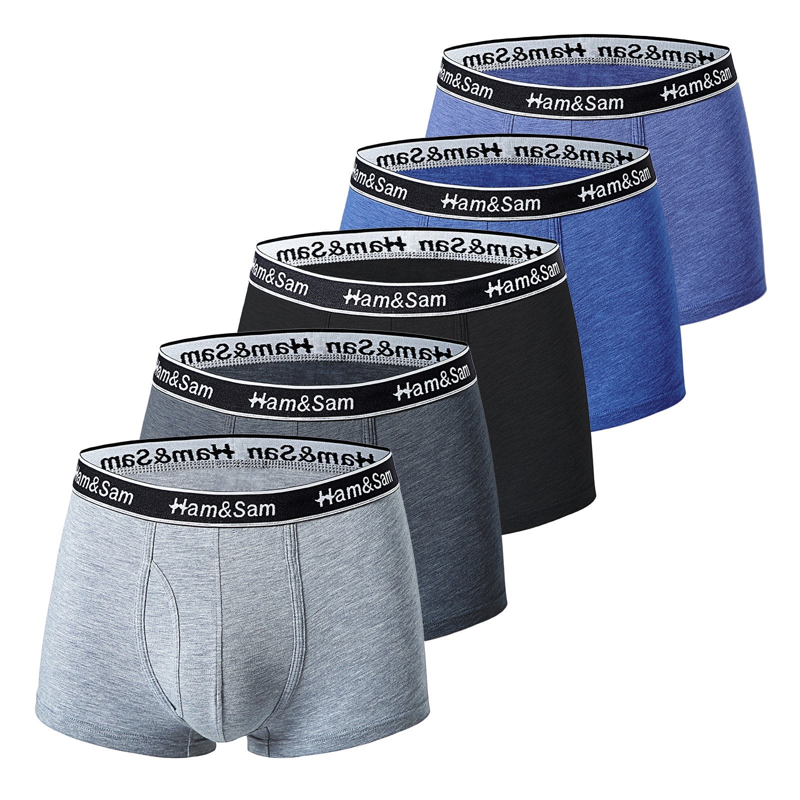 Ham&Sam Men's Boxer Brief 5 Pack Bamboo Rayon Soft Comfortable ...