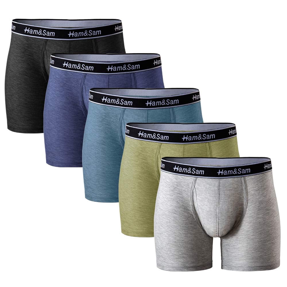 Ham&Sam Men's Boxer Brief Bamboo Rayon Soft Comfortable Underwear ...