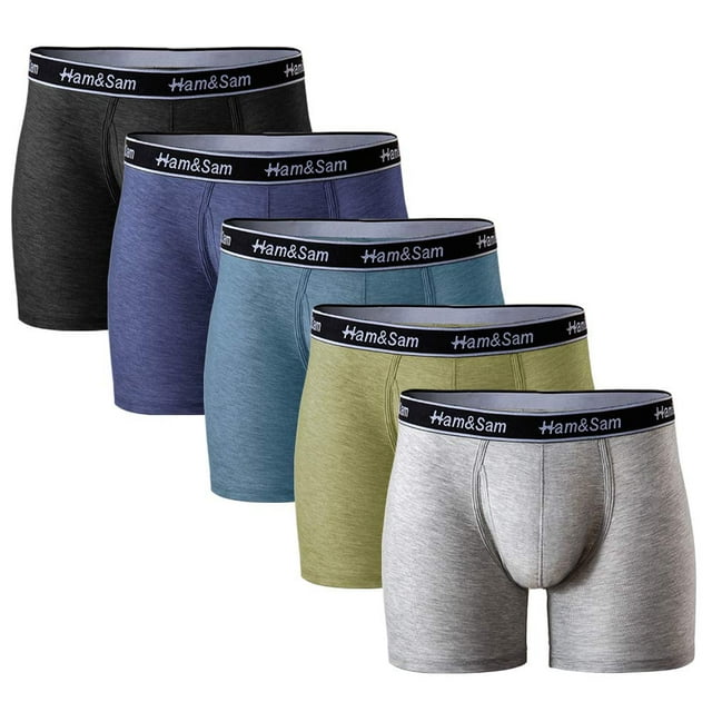 Ham&Sam Men's Boxer Brief Bamboo Rayon Soft Comfortable Underwear ...