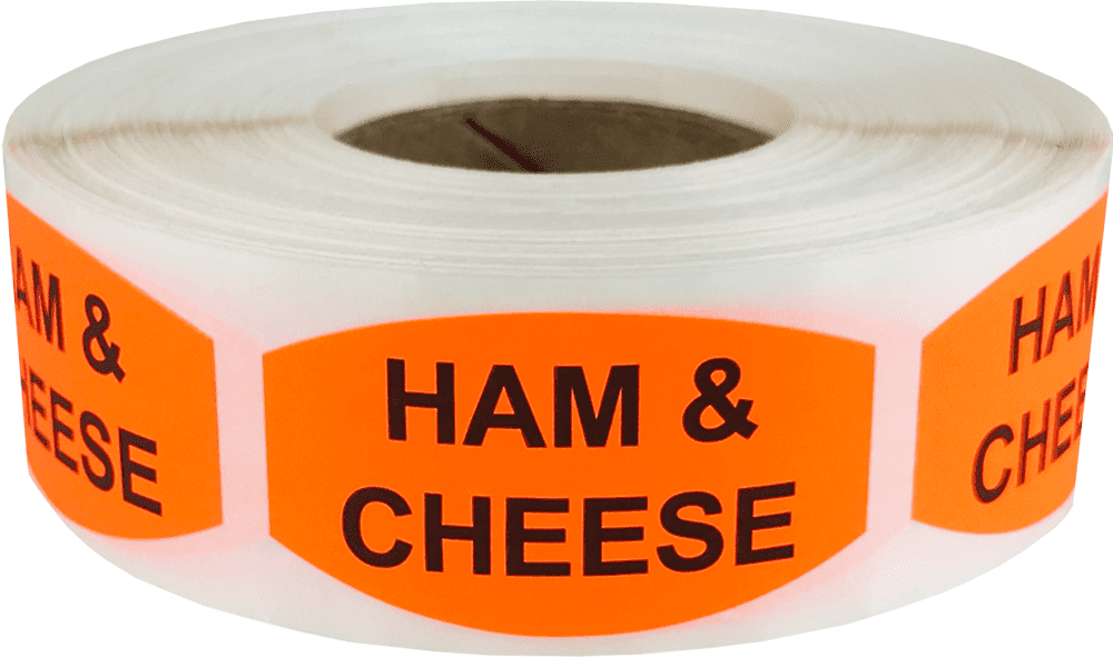 Ham and Cheese Grocery Store Food Labels .75 x 1.375 Inch Oval Shape ...