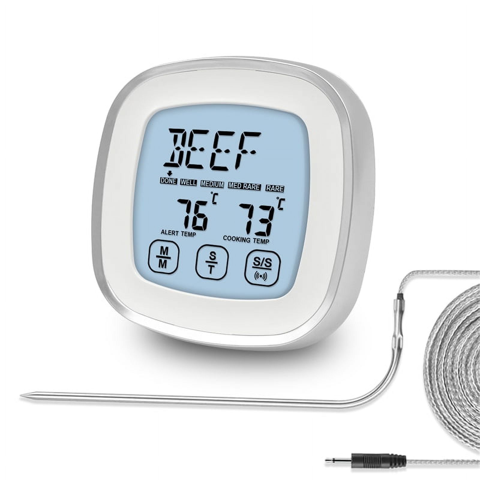 Hamble Digital Food Timer Thermometer Touch Screen Stainless Steel Meat ...