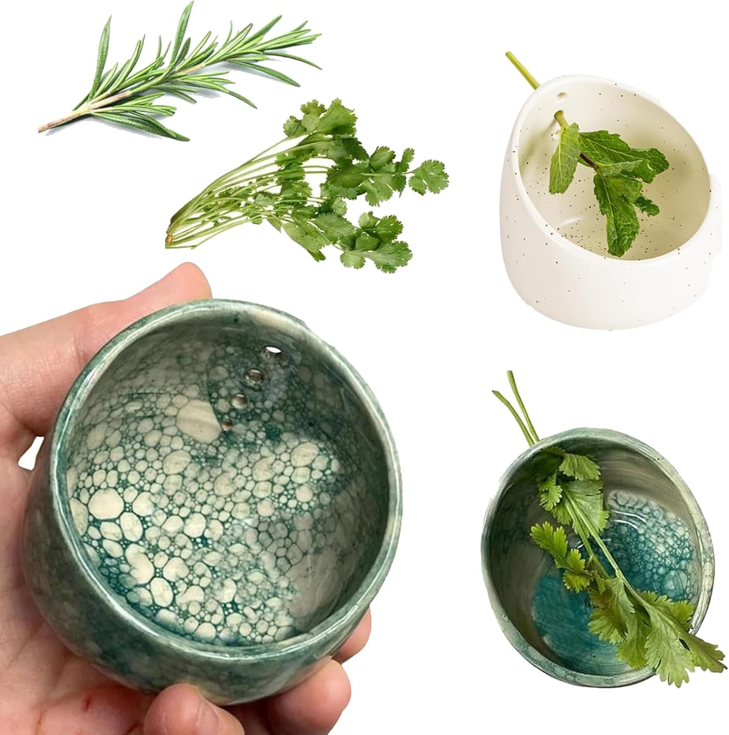 Hamblin Brothers Herb Stripper, 2025 Upgraded Hamblin Bros Pottery Herb Stripper Bowl, Ceramic ...