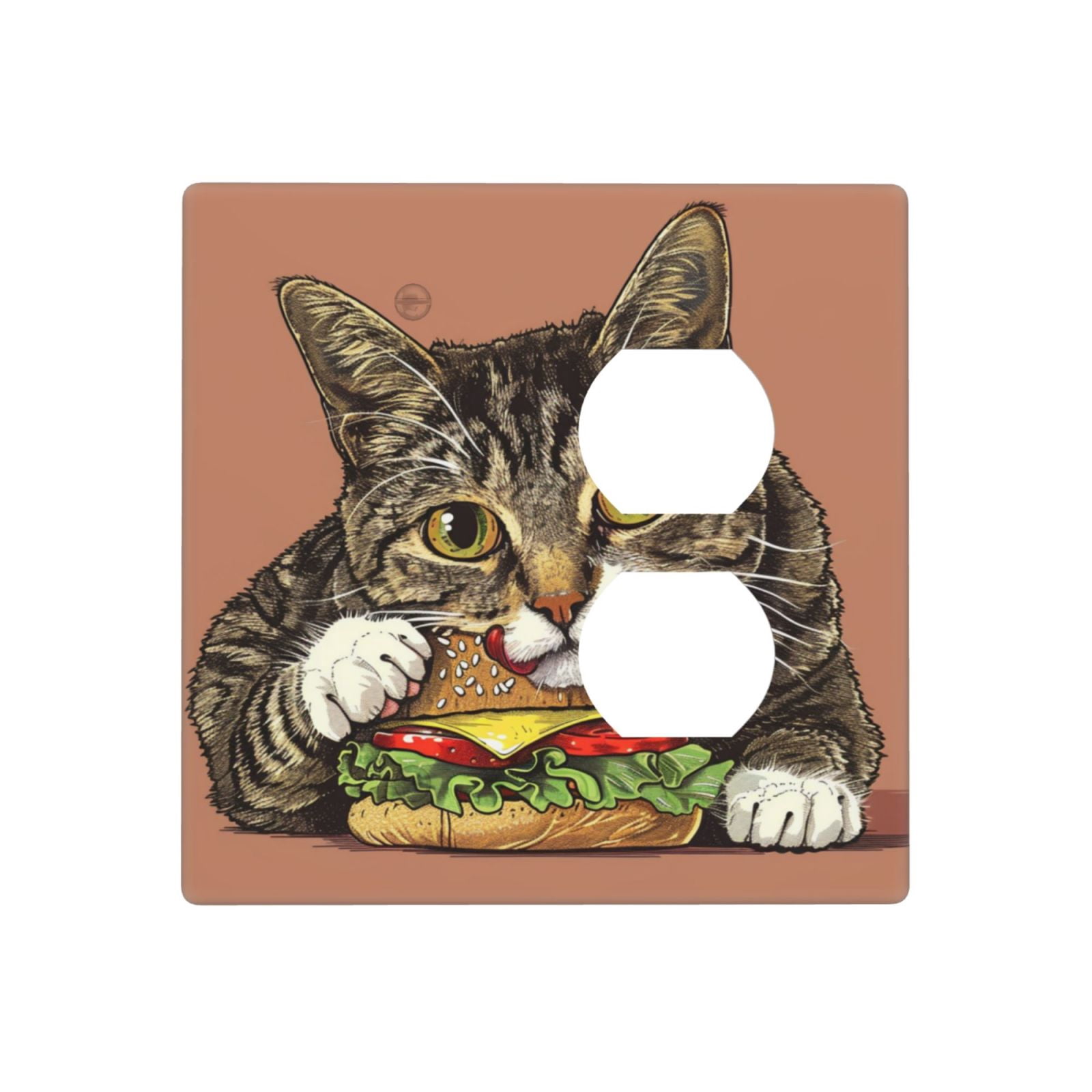 Hamburg Cat Switch Cover Decorative Wall Plate / 2-Gang 1-Duplex / Mid ...