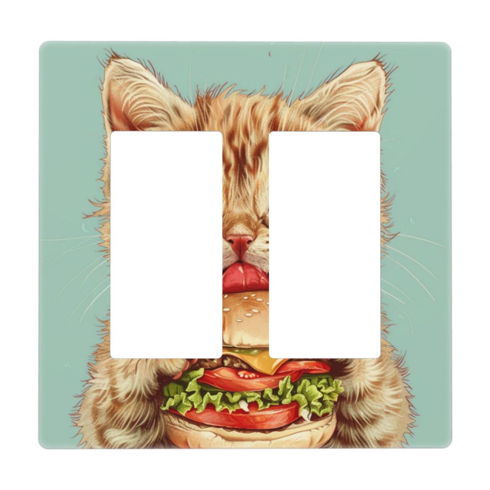 Hamburg Cute Cat Switch Cover Decorative Wall Plate / 2-Gang Screwless ...
