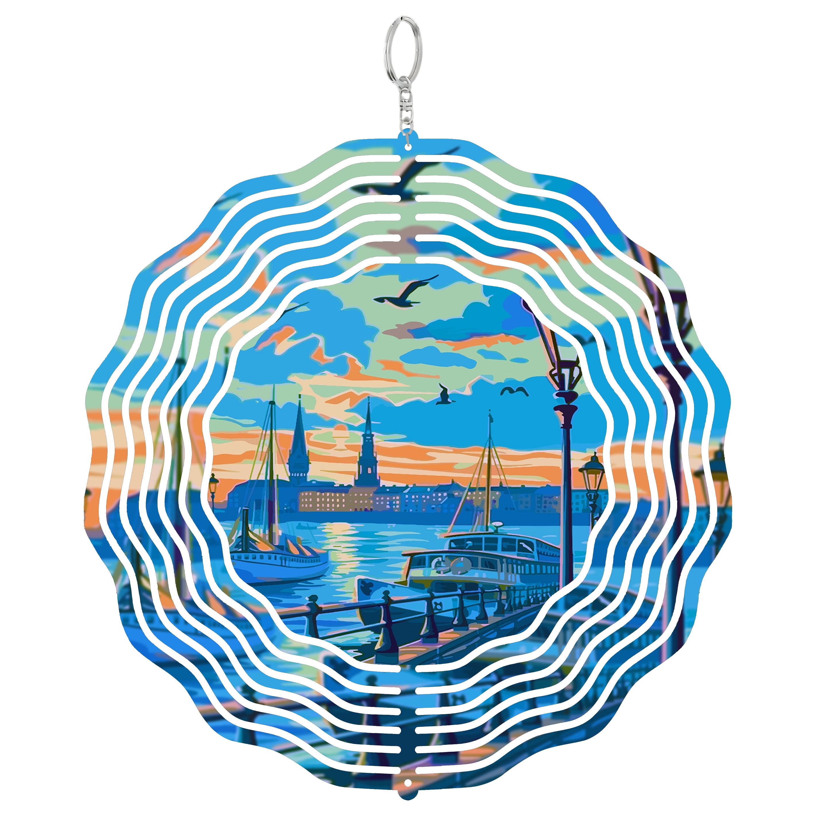 Hamburg Germany Harbor 3D Wind Spinner Stainless Steel Kinetic Yard Art ...